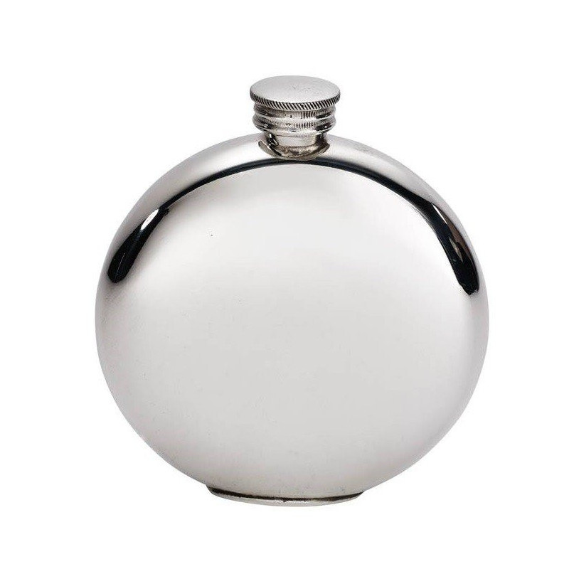 Plain Round Pewter Flask 6oz
