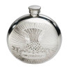 Round Usquabae Single Thistle Pewter Flask