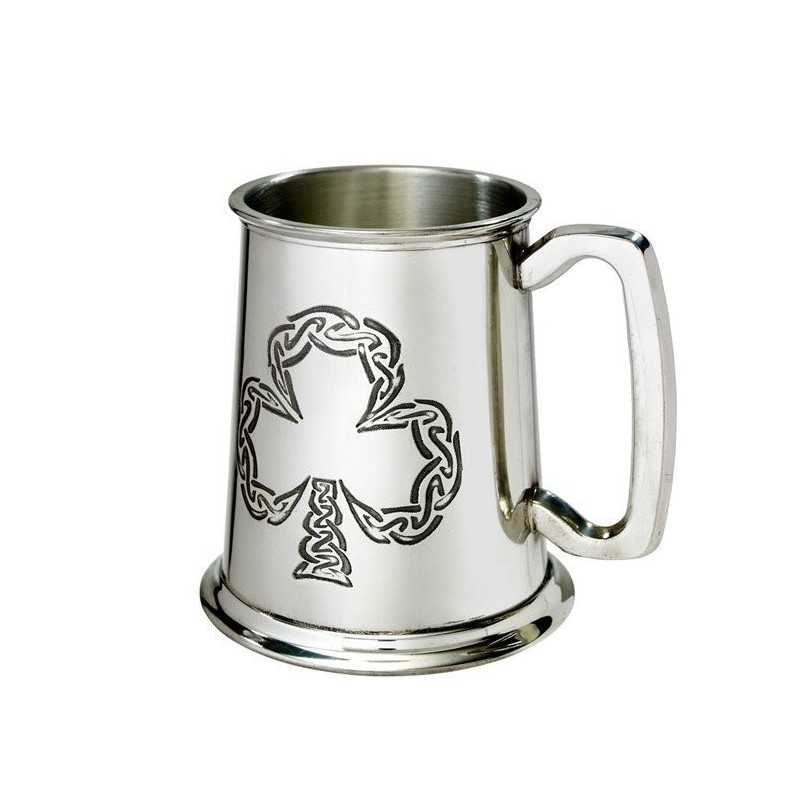 Shamrock Pewter Tankard – Celtic Heritage Beer Mug