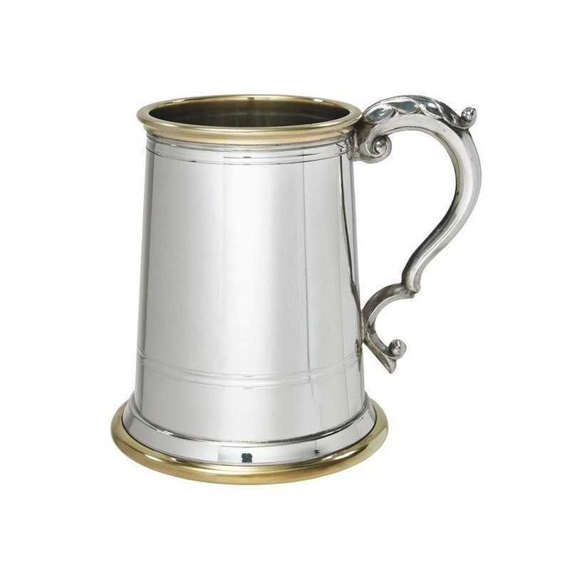 Wortley Pewter & Brass Tankard – Classic Brass Trim Mug