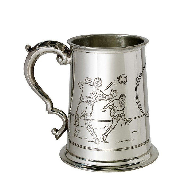 Football Scene Pewter Tankard – Engraved Sports Beer Mug