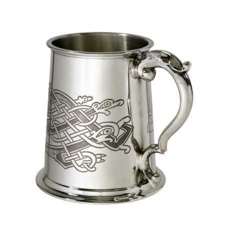 Celtic Birds Pewter Tankard – Engraved Celtic Heritage Mug