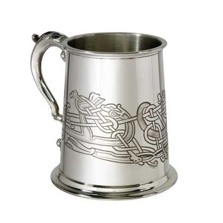 Celtic Birds Pewter Tankard – Engraved Celtic Heritage Mug