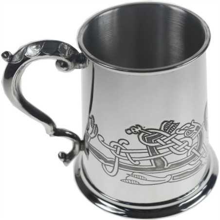 Celtic Birds Pewter Tankard – Engraved Celtic Heritage Mug
