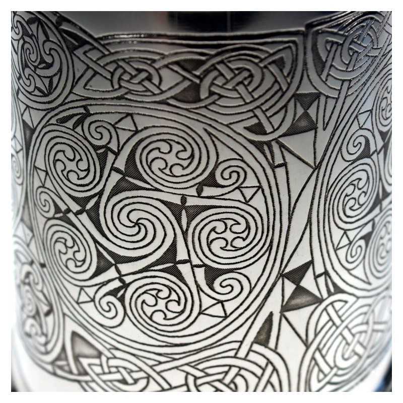 Celtic Spirals Pewter Tankard – Engraved Celtic Heritage Mug