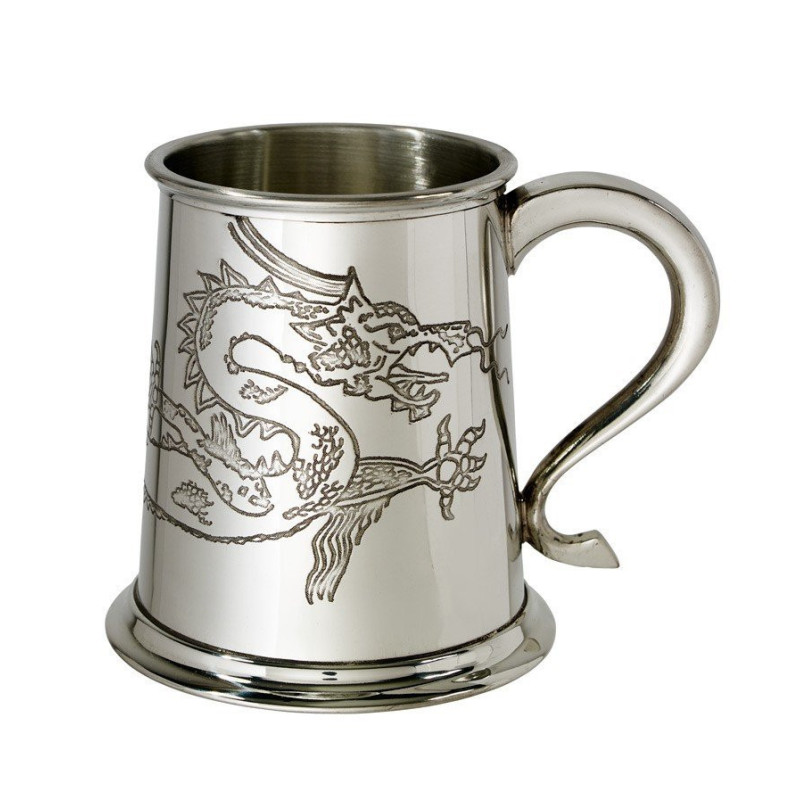 Chinese Dragon Pewter Tankard – Engraved Mythical Beer Mug