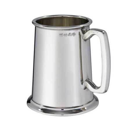 Plain Glass Base Heavy Pewter Tankard – Classic Sturdy Beer Mug