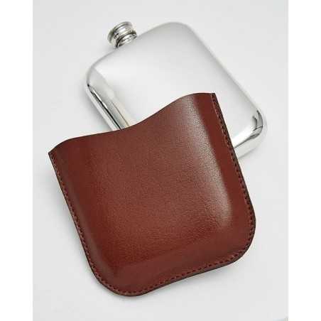 Brown Leather Pouch for 6oz Pocket Flasks – Stylish Protection