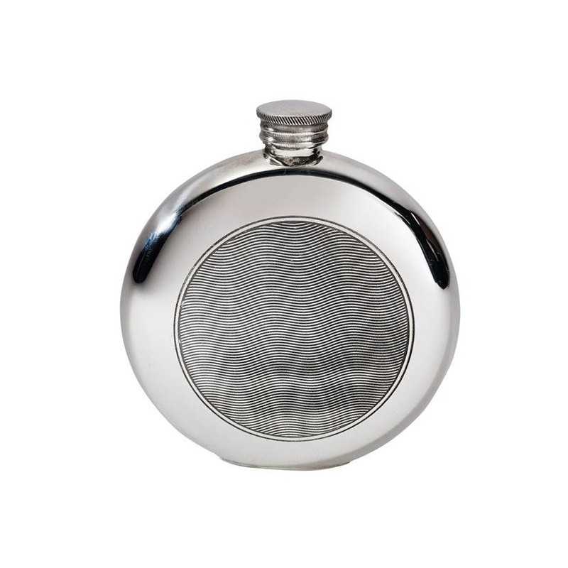 Art Deco Round Pewter Flask – Timeless, Elegant & Personalised