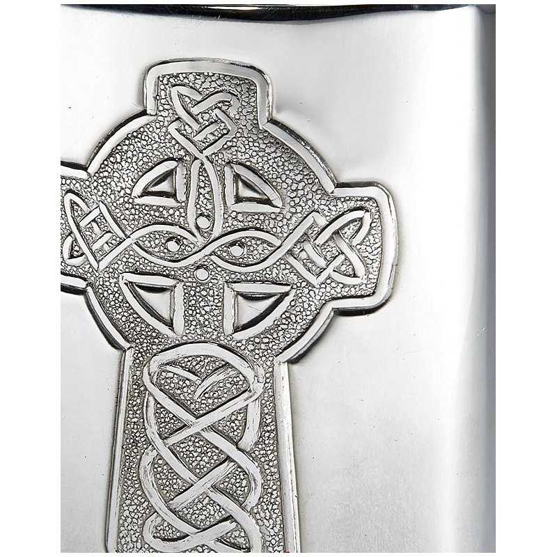 Celtic Cross Pewter Kidney Flask