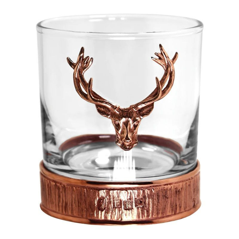Majestic Copper Stag Crystal Decanter Gift Set with 2 Whisky Glasses ...