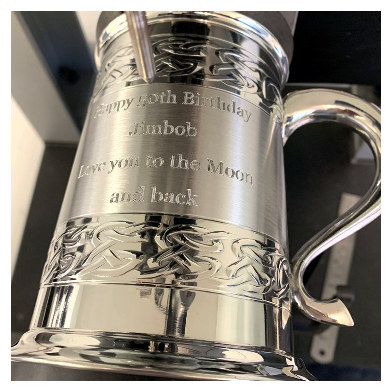 Embossed Celtic Bands Pewter Tankard – Traditional Celtic Mug