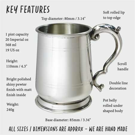Standard Jacobean Pewter Tankard – Elegant Heritage Beer Mug