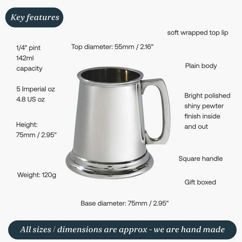 Plain Quarter Pint Pewter Mug – Engravable mug.