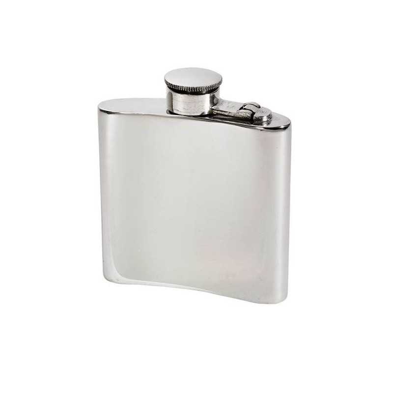 Plain Kidney 4oz Pewter Flask – Captive Top & Engraved