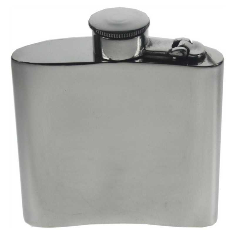 Plain Kidney 4oz Pewter Flask – Captive Top & Engraved
